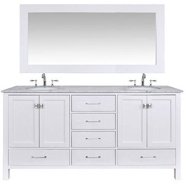 SEI Furniture White Wall Mount Ledge with Vanity Mirror 31.75 x 16 ...