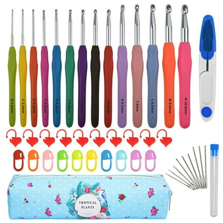 Crochet Hooks Set,2mm(B)-8mm(L) Ergonomic Crochet Hooks with Case for ...
