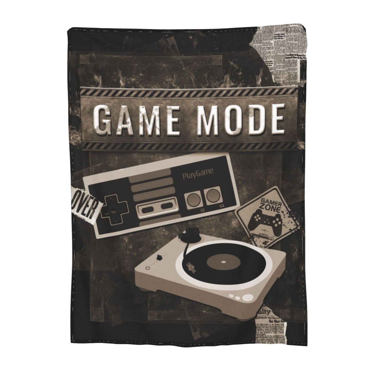 Black Retro Game Mode Throw Blanket, Fluffy Soft Cozy Blanket Flannel ...