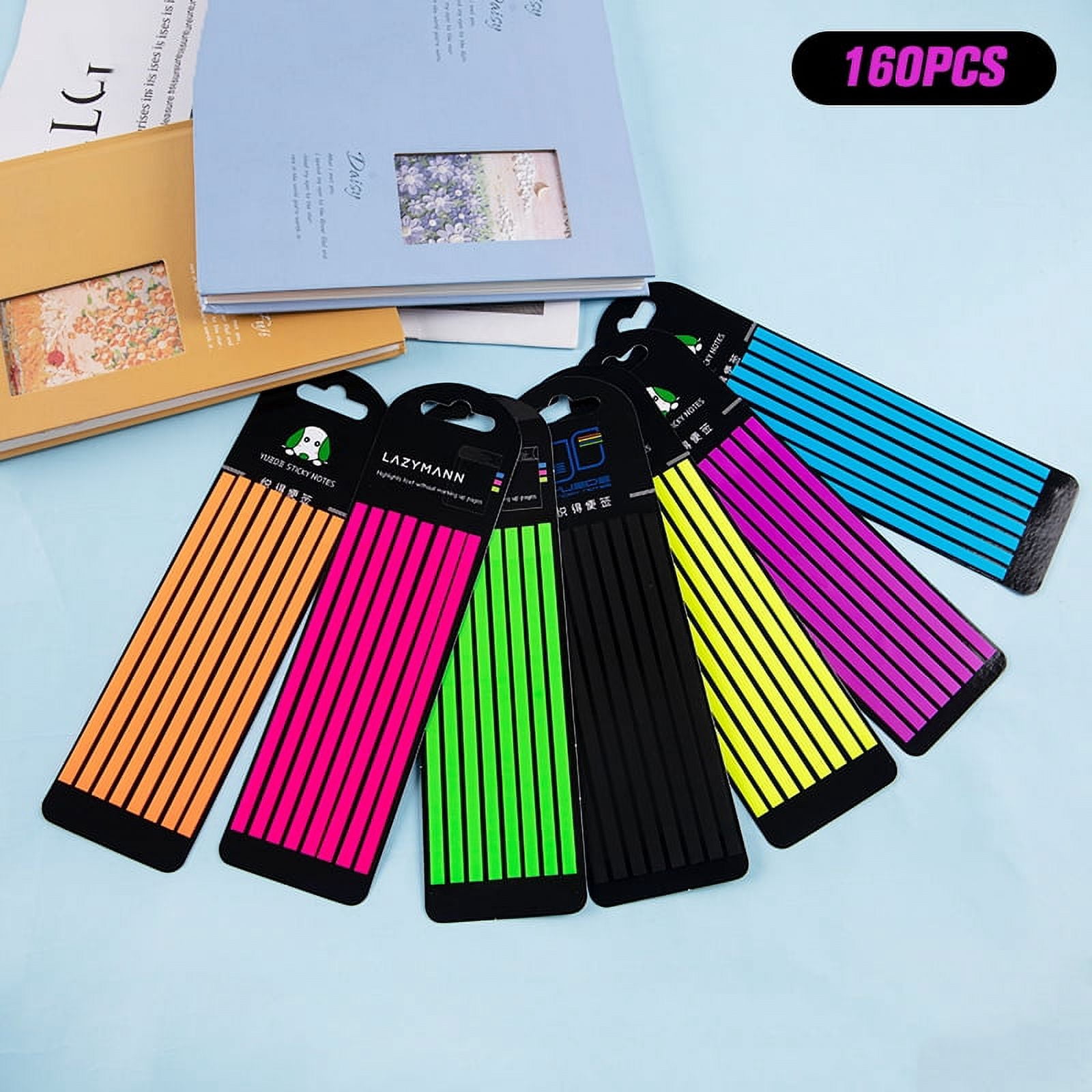 160PCS Monochrome Color Transparent Fluorescent Index Tabs Flags Sticky ...