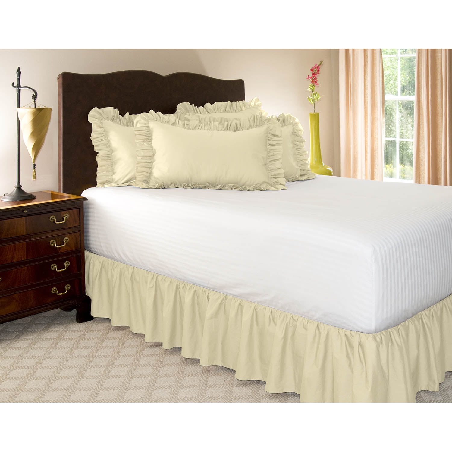 Ruffled Bed Skirt Queen Bone 21 Inch Drop Bedskirt With Platform