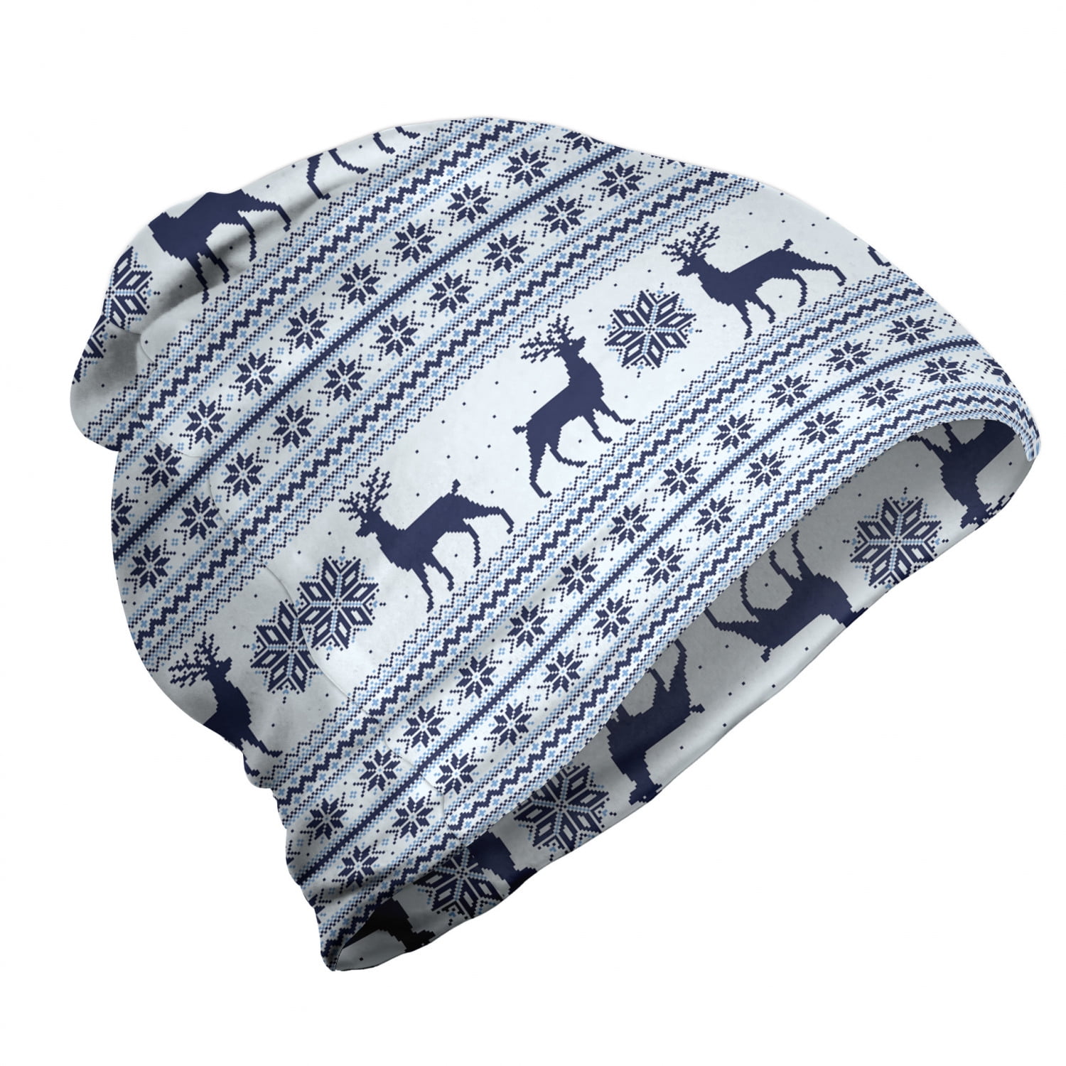 Nordic Unisex Beanie, Pixel Art Style Reindeer, Hiking Outdoors, Pale ...