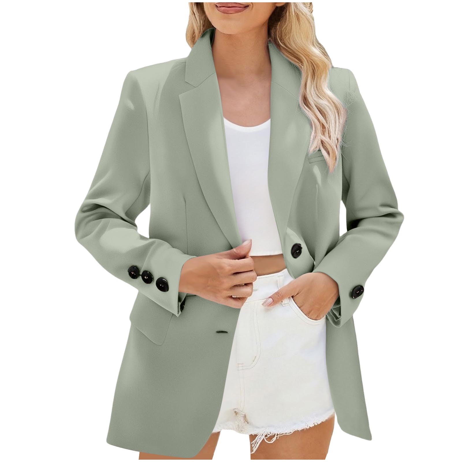Click here for Amzcrzy Blazers For Women Solid Color Lapel Suit J... prices