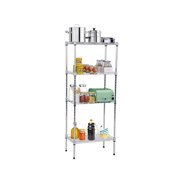 4 Tier Wire Shelving Unit with 4 PP Sheets, Height Adjustable Metal ...