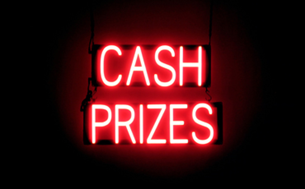 SpellBrite CASH PRIZES LED Sign for Business. 20.6" x 15.0" Red CASH ...