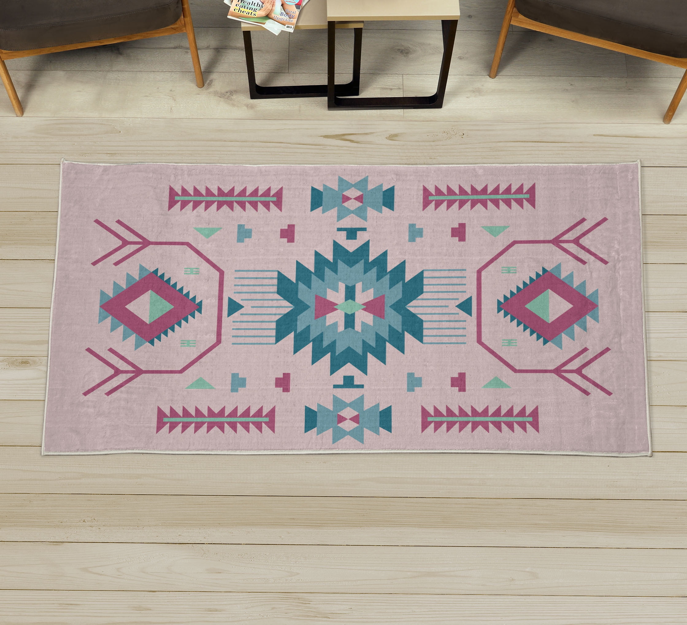 Southwestern Decorative Rug, Ethnic Illustration of a Zigzags Design ...
