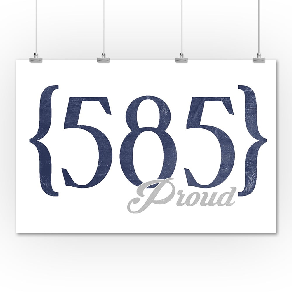 Rochester, New York - 585 Area Code (Blue) - Lantern Press Artwork ...