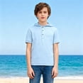 AWZXDE Boys Casual Summer Hooded Shirt Short Sleeve Button Up Top ...