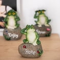 3Pcs Garden Frog Statues, 5 Inch Resin Hope/Enjoy/Peace Frogs on Stone ...