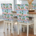 Coconut Trees Chair Back Covers Set of 4 Tropical Palm Tree Pink Flower ...