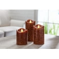 Gerson Set of Three 3 Brown LED Pillar Candles with Aurora Flame and ...