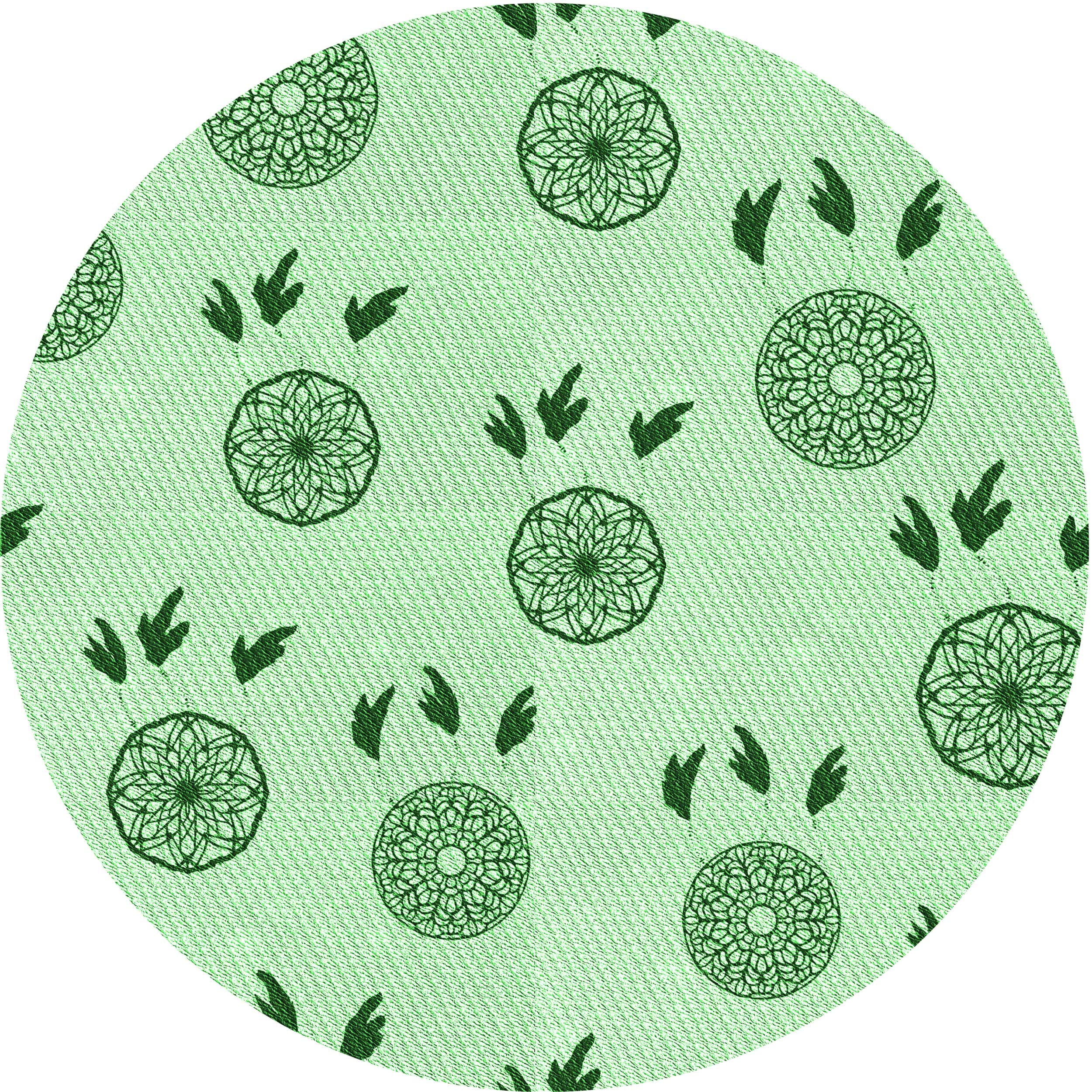 Ahgly Company Indoor Round Patterned Mint Green Area Rugs, 3' Round ...
