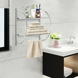 Costway 2 Tier Wall Mount Bath Shelf - Bathroom Storage Rack with Towel ...