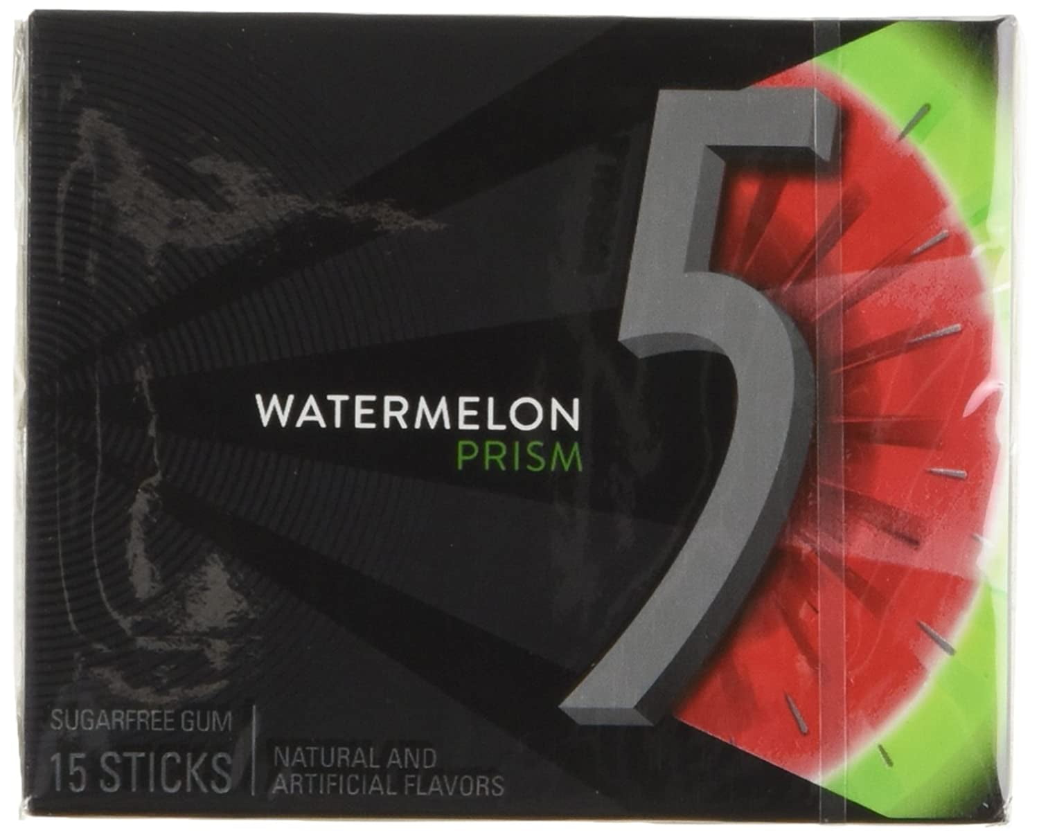 5 GUM Watermelon Prism Sugar Free Chewing Gum, 15 pieces (10 pack ...