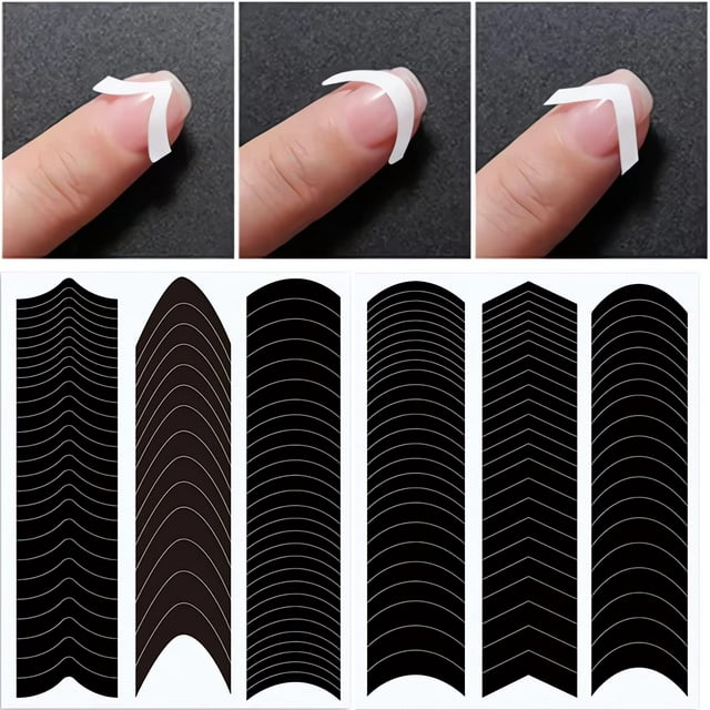 7 Sheets French Manicure Nail Art Stickers, Self-Adhesive French tip ...