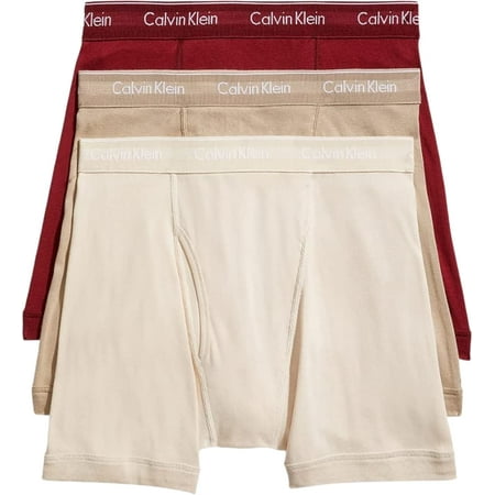 Calvin Klein Men's Cotton Classics 3-Pack Boxer Brief, TUFFET, RED ...