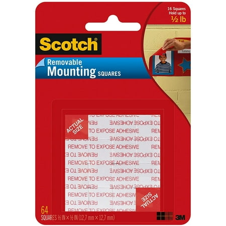 Scotch Removable Mounting Squares, Black, 64-Pack (108-SML-ESF ...