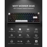 Womier SK65 65% Gasket Mounted Wireless Aluminum Keyboard with Knob - Gaming Keyboard Black ...