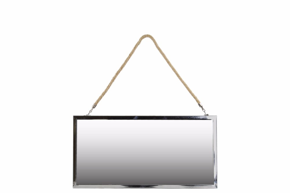 Stainless Steel Rectangular Mirror with Rope Hanger Small - Silver ...