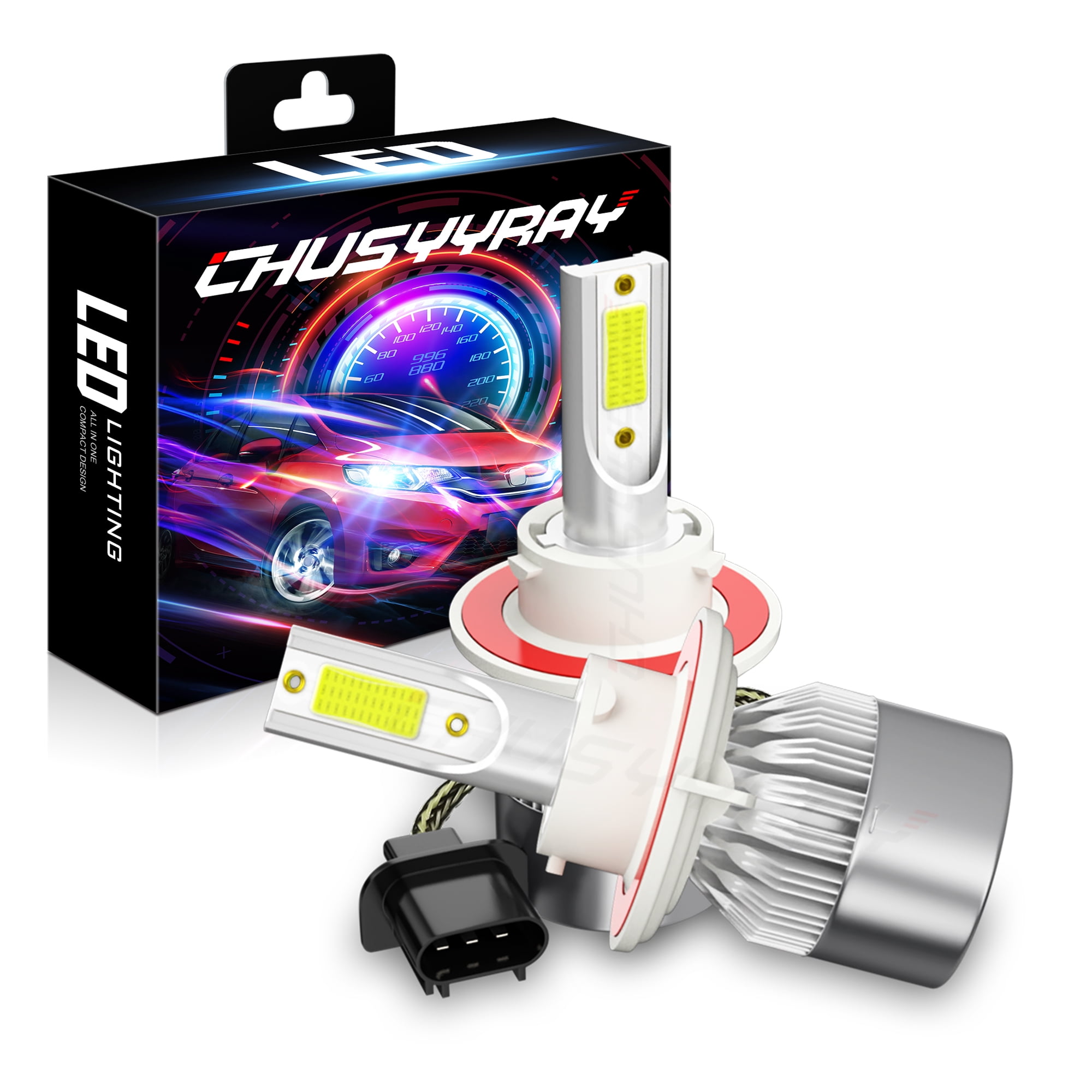 2Pc 9008 LED Headlight Bulbs 9008/H13 Dual Beam High&Low Beam Plug&Play ...