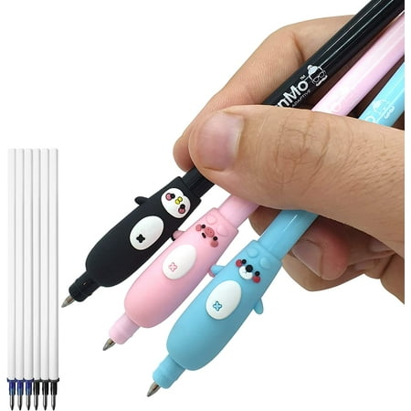 Erasable and Cute Kawaii Pens - 3pk with 6 Refills - Big Pen Grips ...