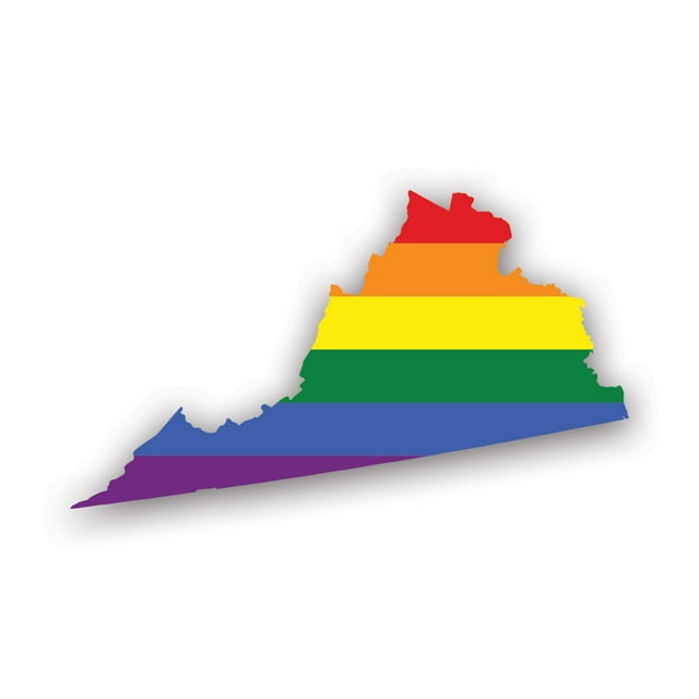 Virginia State Shaped Gay Pride Rainbow Flag Sticker Decal - Self ...