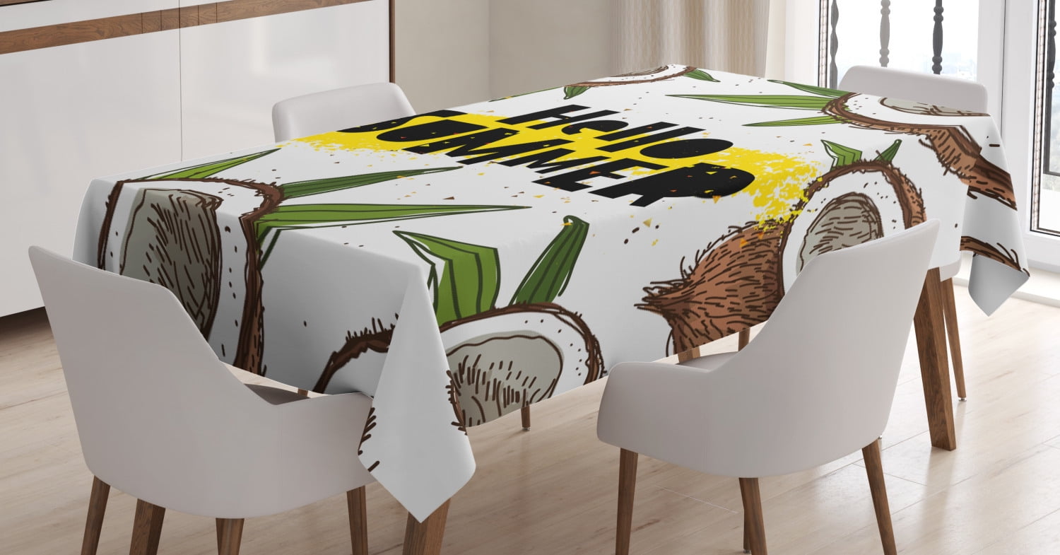 Hello Summer Tablecloth, Abstract Summertime Concept Wording in Trend ...