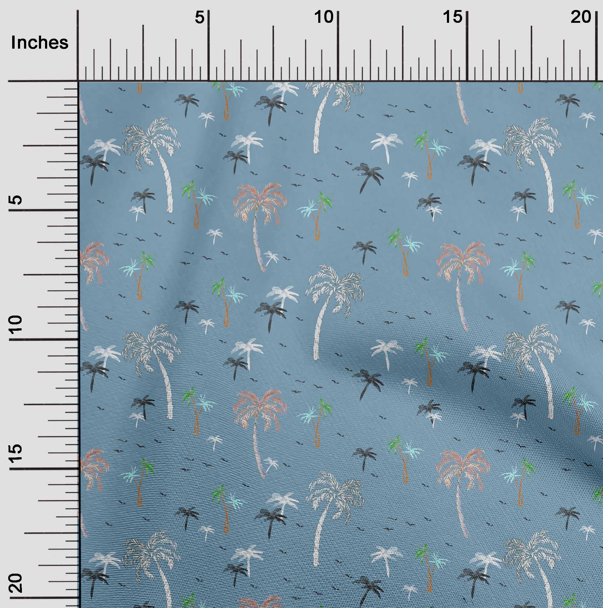 oneOone Silk Tabby Fabric Bird & Palm Tree Print Fabric By Yard 42 Inch ...