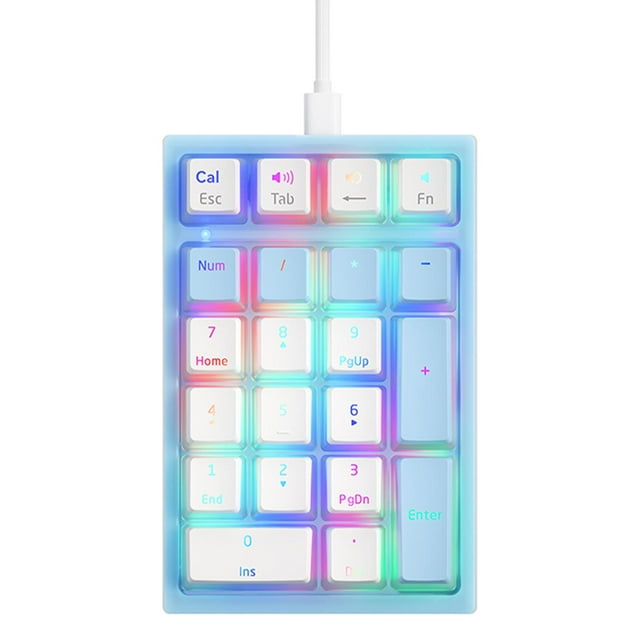 21 Keys Wired Mechanical Numeric Keypad RGB LED Backlit Keyboard Mini ...
