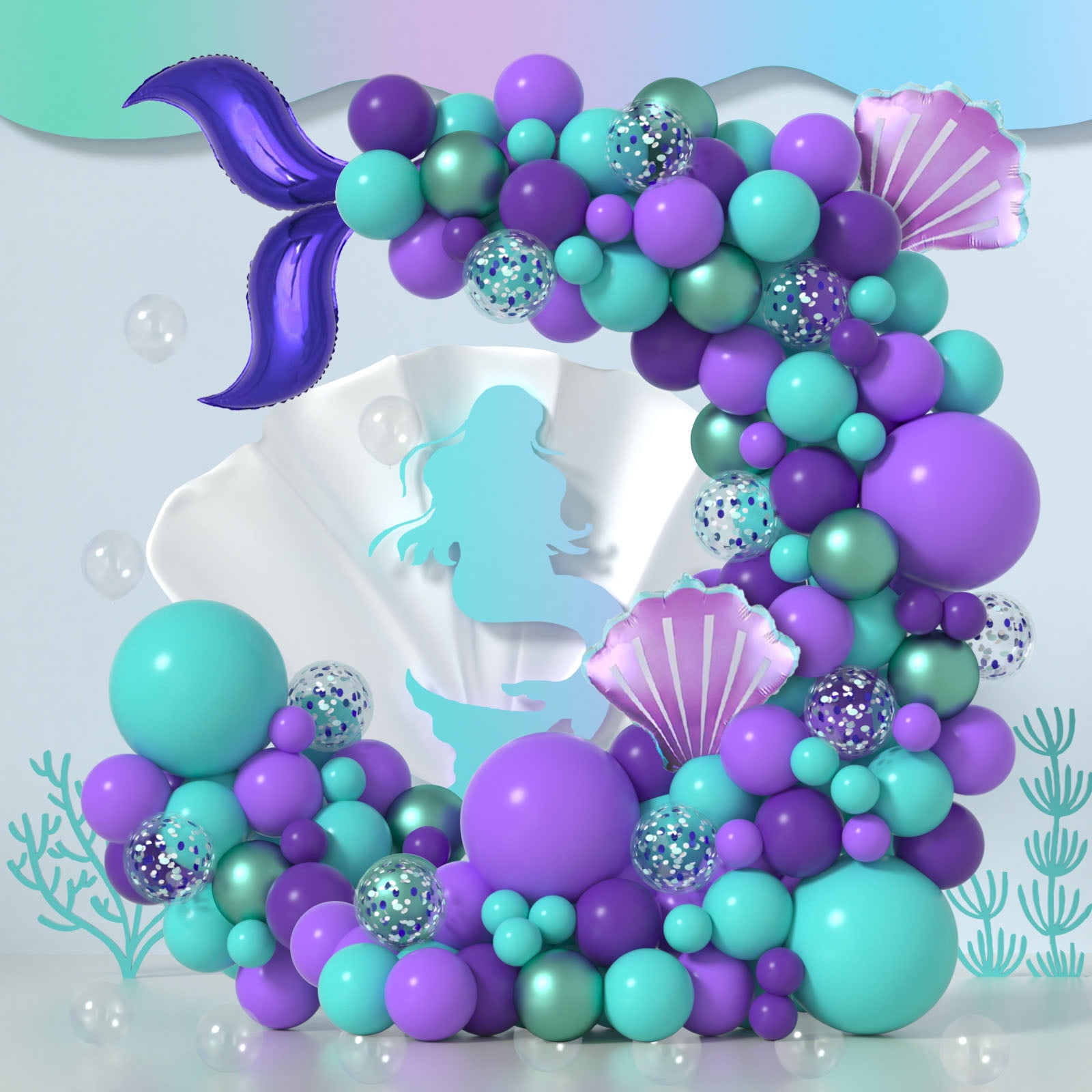 Janinus Mermaid Balloon Garland Arch Kit- Teal Blue and Purple Balloons ... Janinus Mermaid Balloon Garland Arch Kit- Teal Blue and Purple Balloons ...