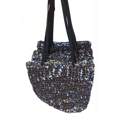 Large Hand Crafted Purse in Organic Natural Paper Yarn with Leather ...