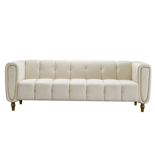 SZLIZCCC Modern Tufted Velvet Living Room Sofa Round Arm, 83.07”W Couch ...
