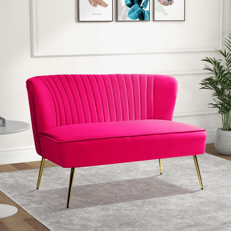 Fuchsia Tufted Sofa | Baci Living Room
