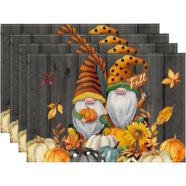 SUNOLIFE Fall Thanksgiving Placemats Set of 4,Autumn Pumpkins Table ...