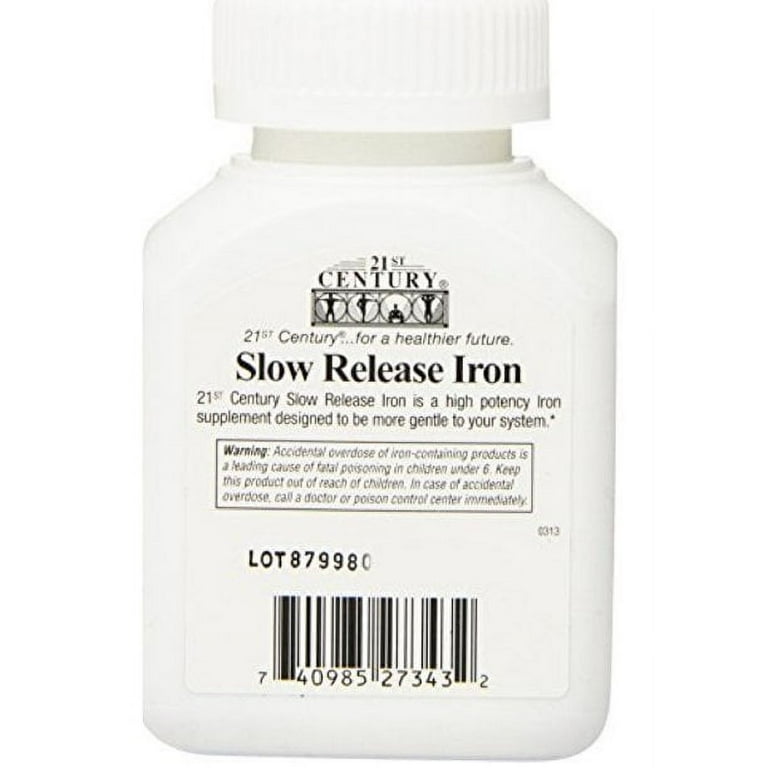Small Iron 21st Century Slow Release Iron Tablets - 60 Count, Gentle ...