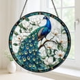 Vibrant Peacock Feather Stained Glass Style Suncatcher – Elegant Window ...