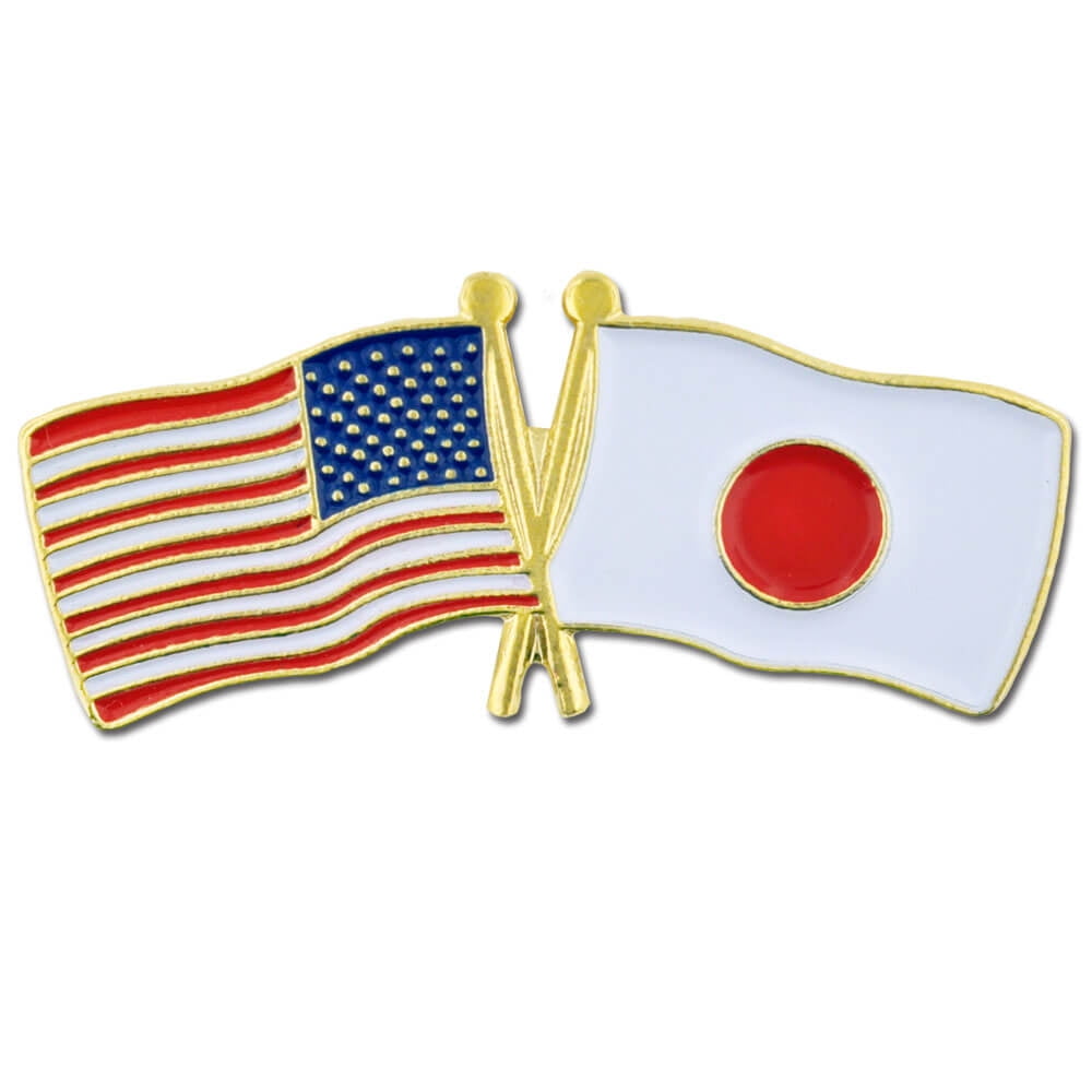 PinMart's USA and Japan Crossed Friendship Flag Enamel Lapel Pin ...