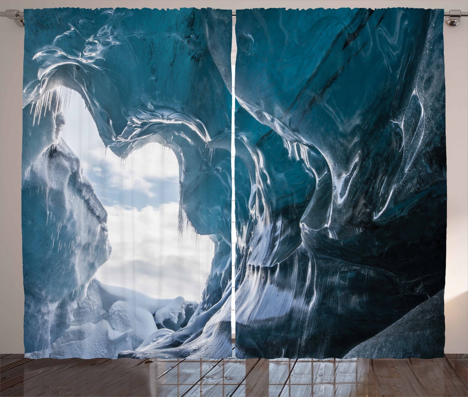 Cave Curtains 2 Panels Set, Inside of the Famous Vatnajokull Glacier in ...