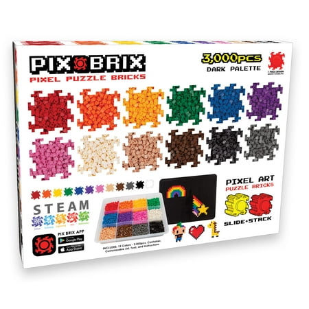 Pix Brix Pixel Art Puzzle Bricks - 3,000 Piece Pixel Art Container, 12 ...
