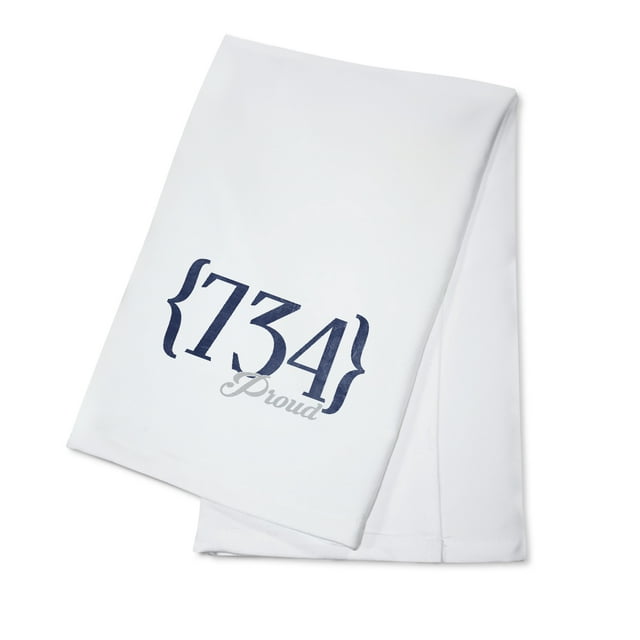 Ann Arbor, Michigan, 734 Area Code (Blue) (100% Cotton Tea Towel ...