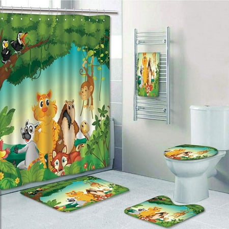 EREHome Zoo Forest Scene with Different Animals Habitat Jungle Tropical ...