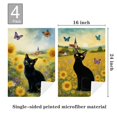 A black cat sitting in a field of sunflowerskitchen dish towels4 Pieces ...