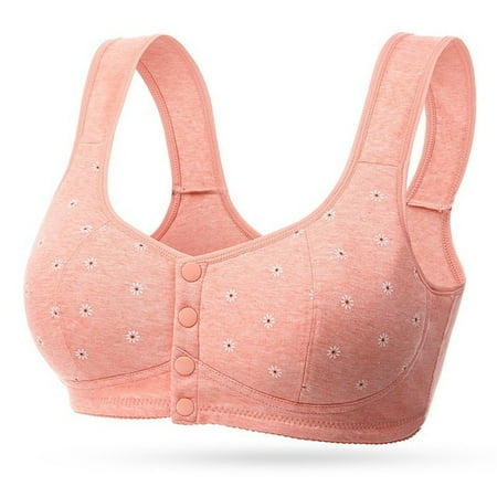 Women Wireless Bras Cotton Front Close T-Back Bra Lady Wire Free Bra ...