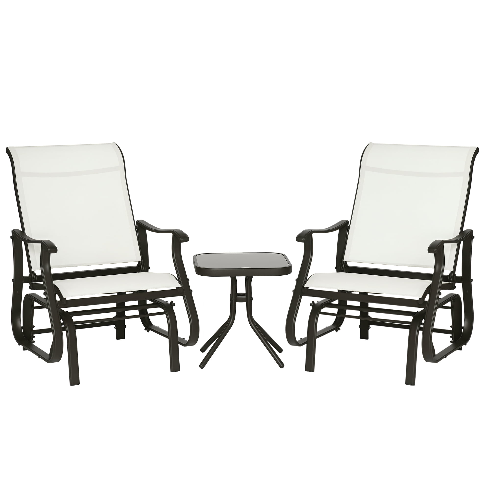 Click here for Outsunny 3pcs Glider Rocking Chairs With Table For... prices