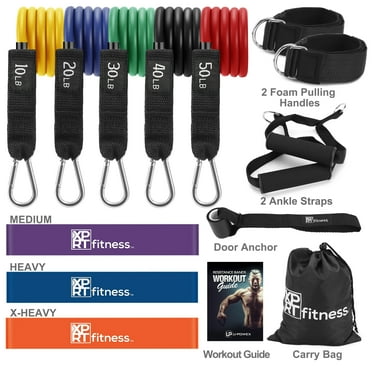 XPRT Fitness Single Resistance Band Home Gym Exercise Band with Handles ...