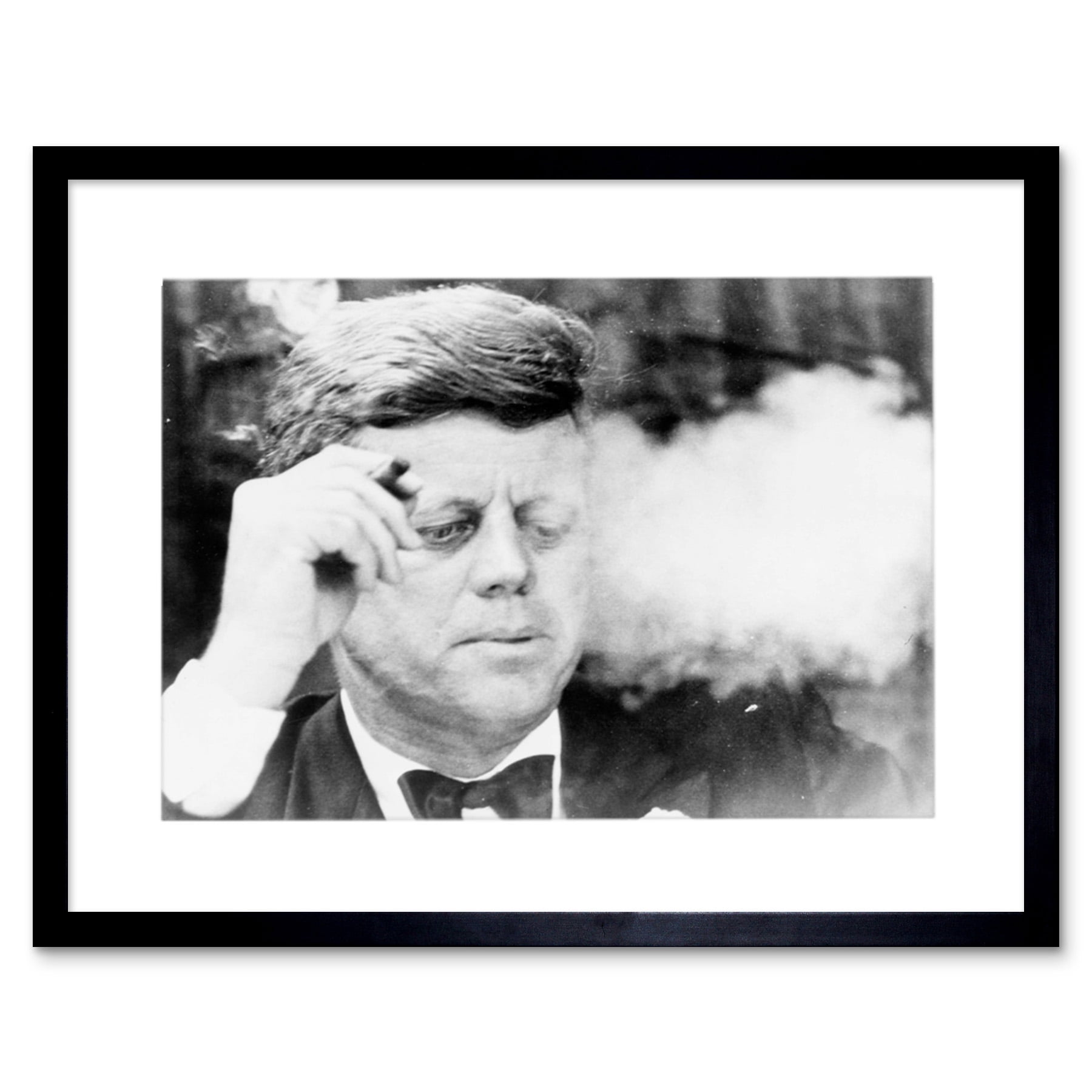 President John Kennedy Smoking Cigar JFK Black and White Vintage ...