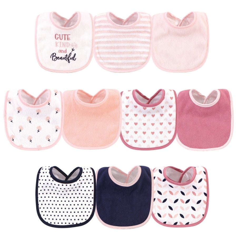 Hudson Baby Infant Girl Cotton and Polyester Bibs 10pk, Cute, Kind And ...