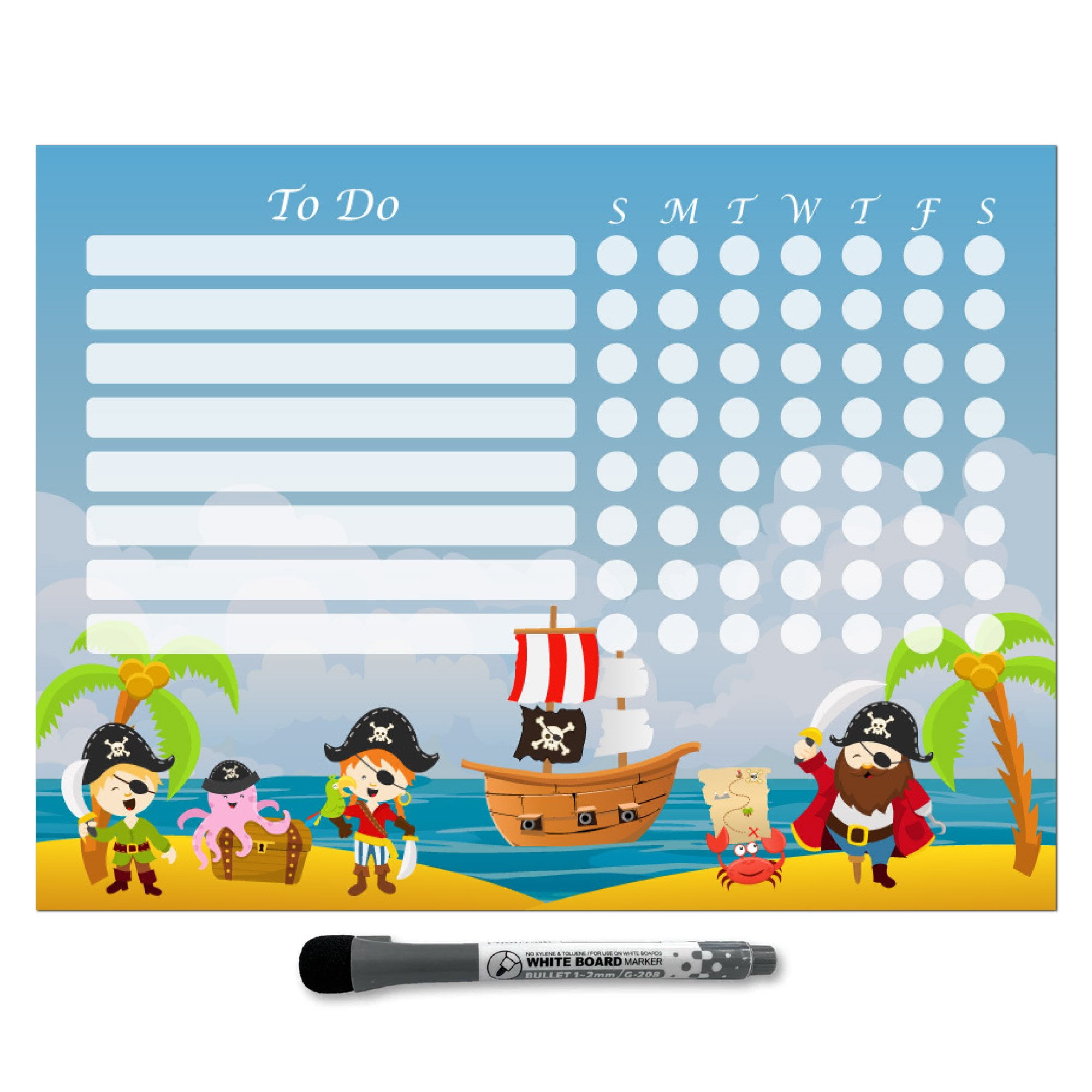 Pirate Kids Task Chart Sticker Doodles - Walmart.com