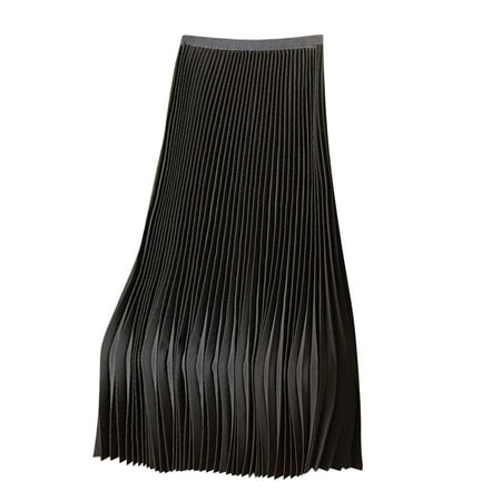 jovati Long Flowy Skirts for Women Womens Plain Satin Pleated Skirt ...