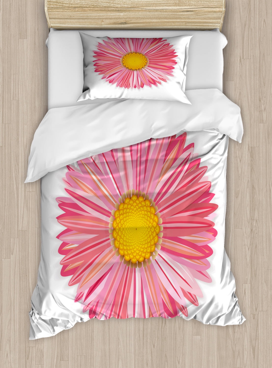 Gerber Daisy Duvet Cover Set Twin Size, Flower Close Up with Sacred ...